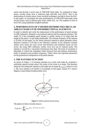 SIDE LOBE REDUCTION OF CIRCULAR ARRAY USING TAYLOR DISTRIBUTION FUNCTION IN RADAR APPLICATIONS | PDF