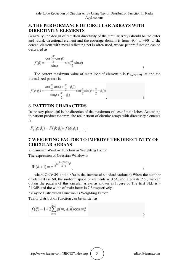 Side Lobe Reduction Of Circular Array Using Taylor Distribution Func