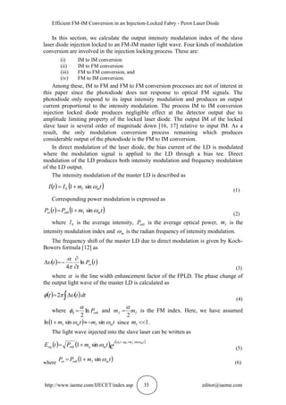 EFFICIENT FM-IM CONVERSION IN AN INJECTION-LOCKED FABRY - PEROT LASER ...