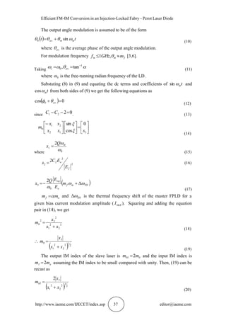 EFFICIENT FM-IM CONVERSION IN AN INJECTION-LOCKED FABRY - PEROT LASER ...