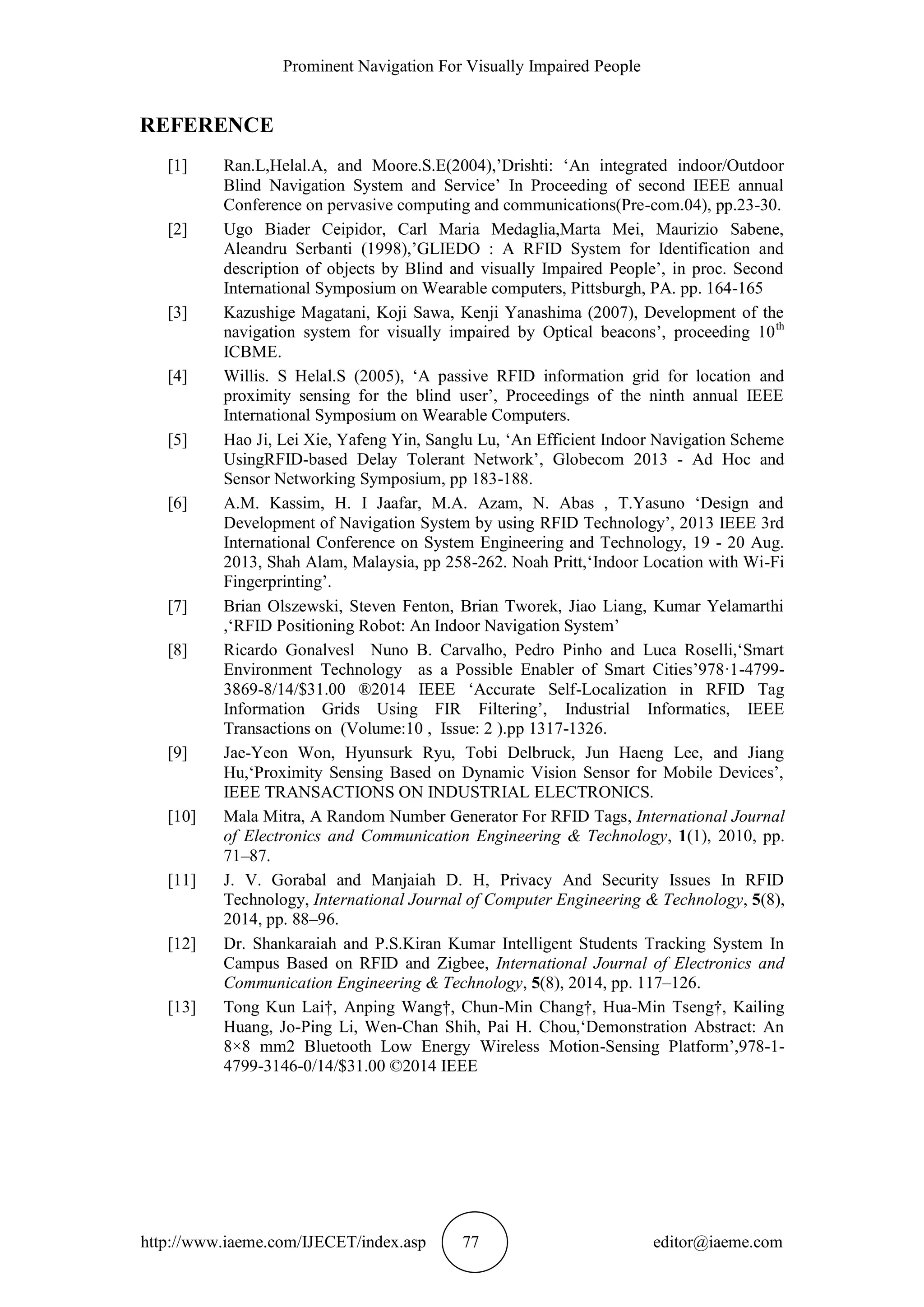 PROMINENT NAVIGATION FOR VISUALLY IMPAIRED PEOPLE | PDF