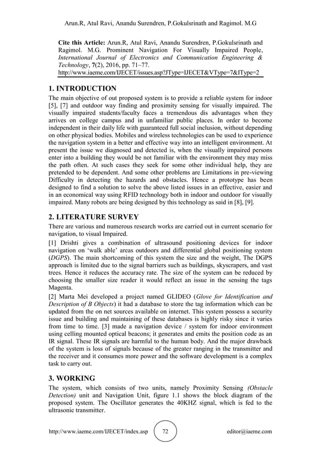 PROMINENT NAVIGATION FOR VISUALLY IMPAIRED PEOPLE | PDF | Computer ...