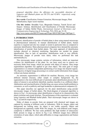 IDENTIFICATION AND CLASSIFICATION OF POWDER MICROSCOPIC IMAGES OF INDIAN HERBAL PLANTS | PDF