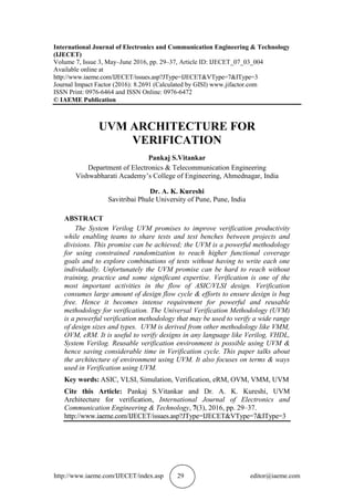 UVM ARCHITECTURE FOR VERIFICATION | PDF