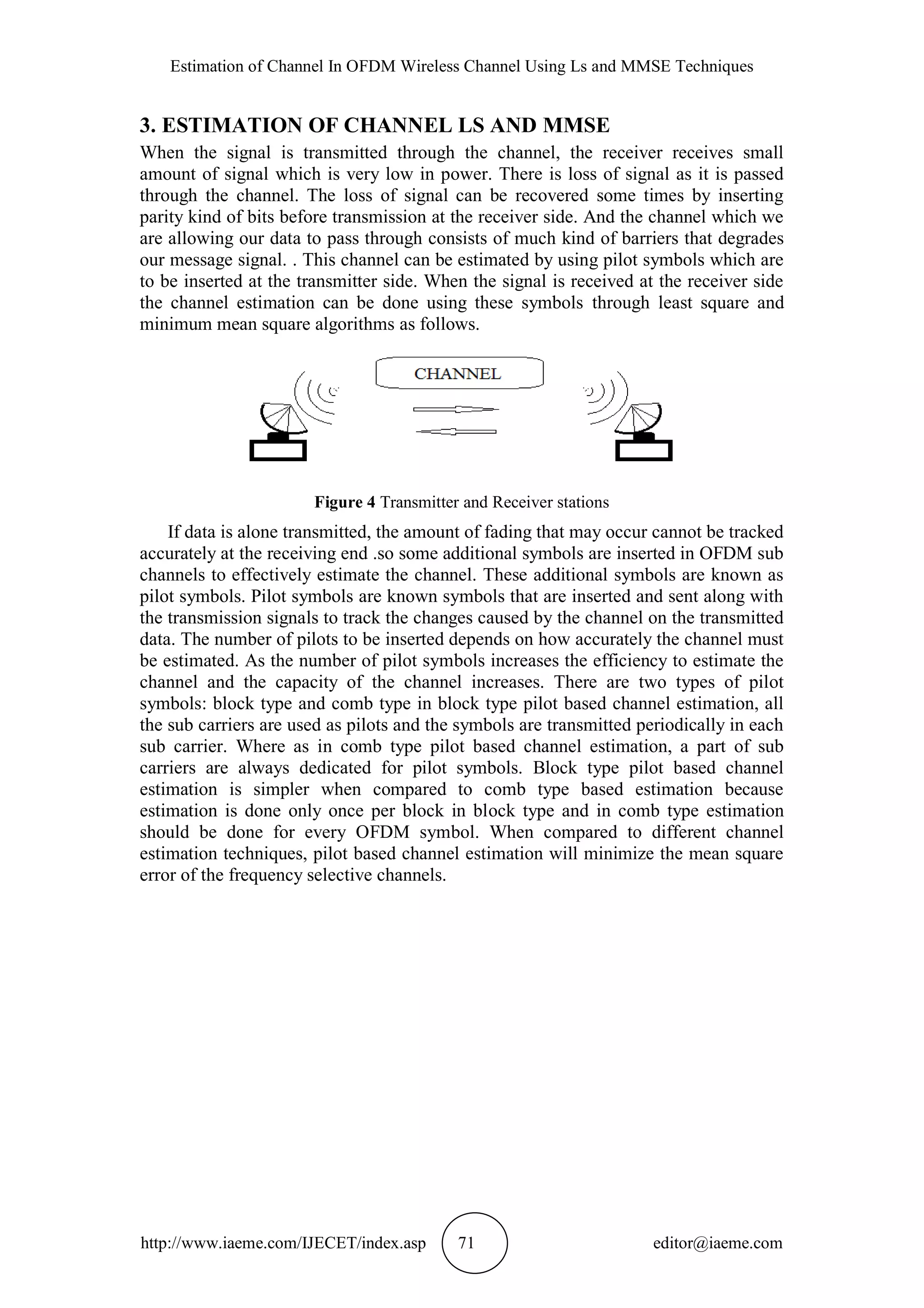 ESTIMATION OF CHANNEL IN OFDM WIRELESS CHANNEL USING LS AND MMSE TECHNIQUES | PDF | Computer ...