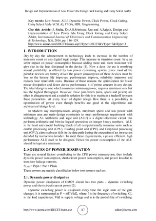 DESIGN AND IMPLEMENTATION OF LOW POWER ALU USING CLOCK GATING AND CARRY SELECT ADDER | PDF