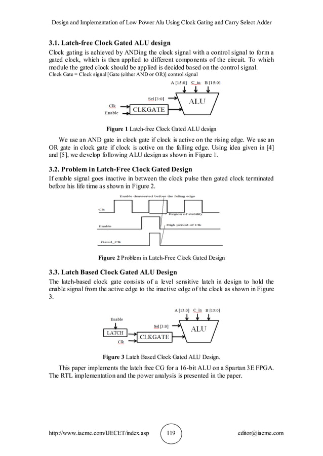 DESIGN AND IMPLEMENTATION OF LOW POWER ALU USING CLOCK GATING AND CARRY SELECT ADDER | PDF ...