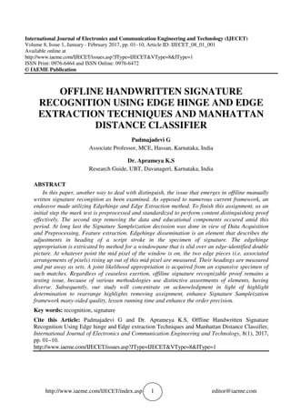 OFFLINE HANDWRITTEN SIGNATURE RECOGNITION USING EDGE HINGE AND EDGE EXTRACTION TECHNIQUES AND ...