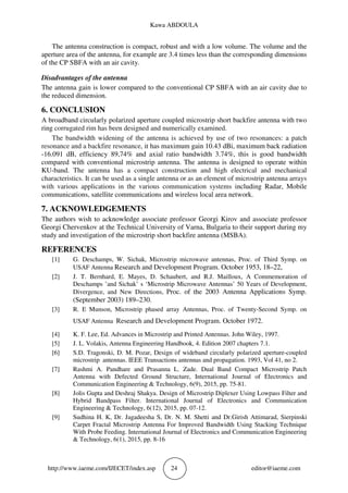 CIRCULARLY POLARIZED APERTURE COUPLED MICROSTRIP SHORT BACKFIRE ANTENNA ...