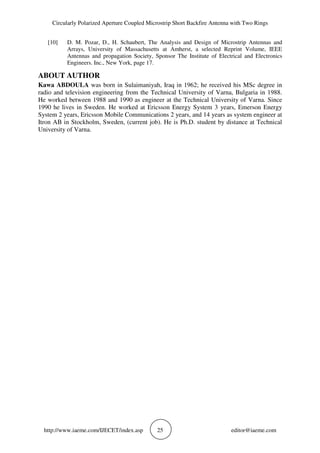 CIRCULARLY POLARIZED APERTURE COUPLED MICROSTRIP SHORT BACKFIRE ANTENNA ...