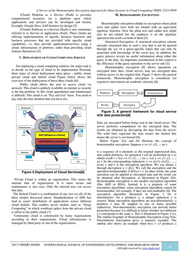A Survey of the Homomorphic Encryption Approach for Data Security in Cloud Computing | PDF ...