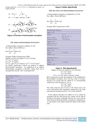 A Survey of the Homomorphic Encryption Approach for Data Security in Cloud Computing | PDF ...