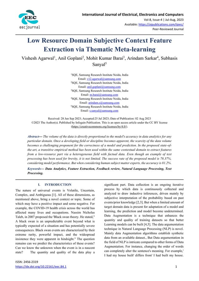 Low Resource Domain Subjective Context Feature Extraction via Thematic Meta-learning | PDF