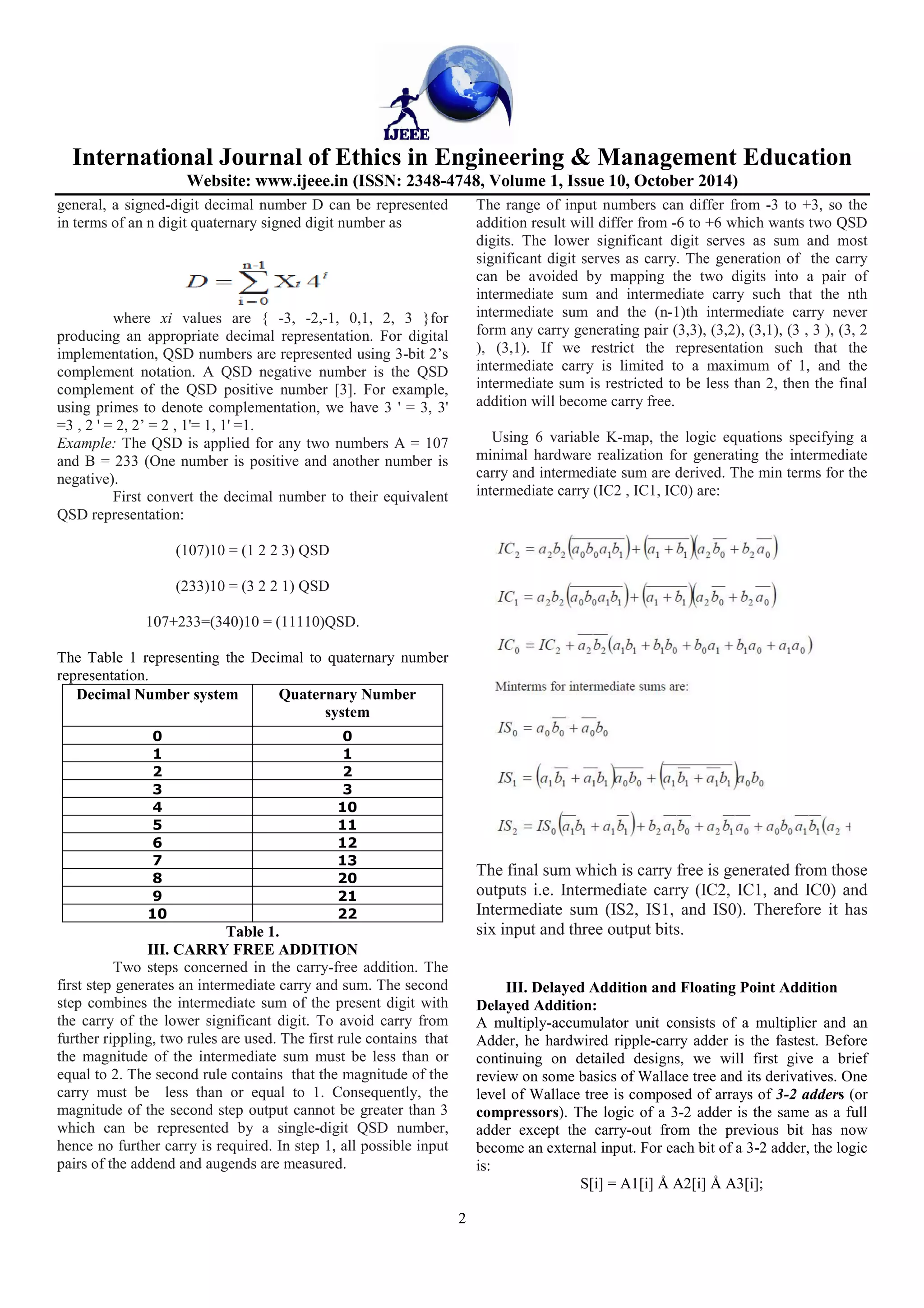 Design Of Qsd Number System Addition Using Delayed Addition Technique Pdf