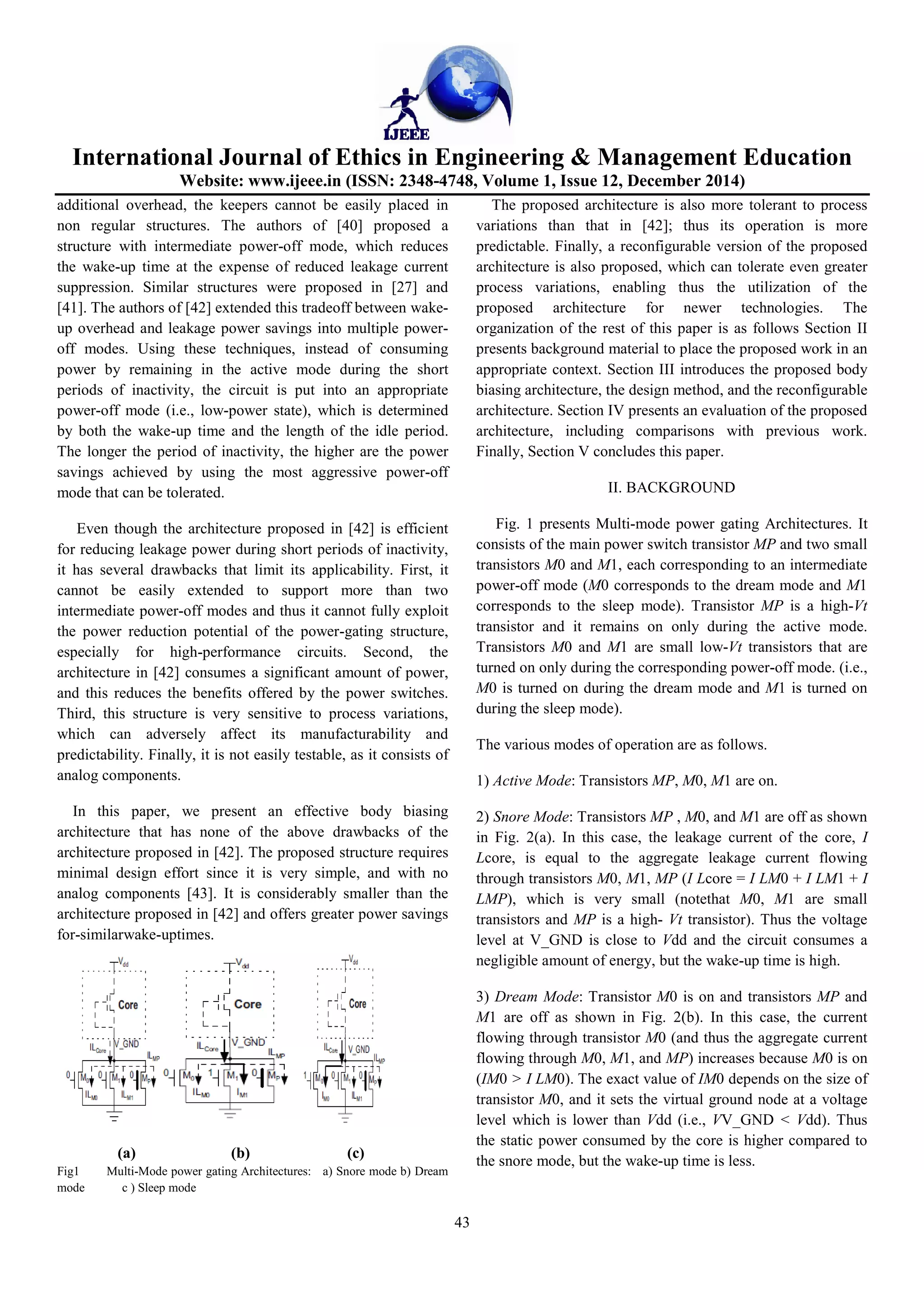 A New Power Gating Technique For Mitigation Of Standby Leakage Power Using Vtcmos Switches Pdf