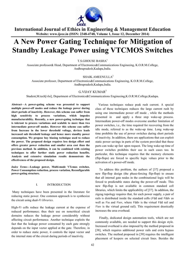 A New Power Gating Technique For Mitigation Of Standby Leakage Power