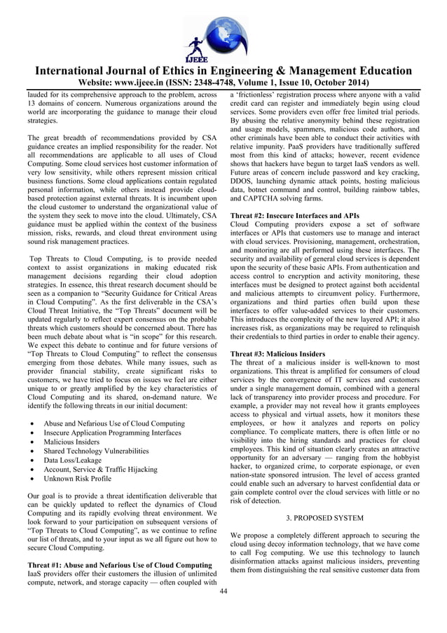 MIST Effective Masquerade Attack Detection in the Cloud | PDF