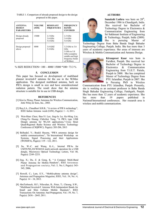 Small Size Planar Inverted-F Antenna for WiMAX Applications | PDF