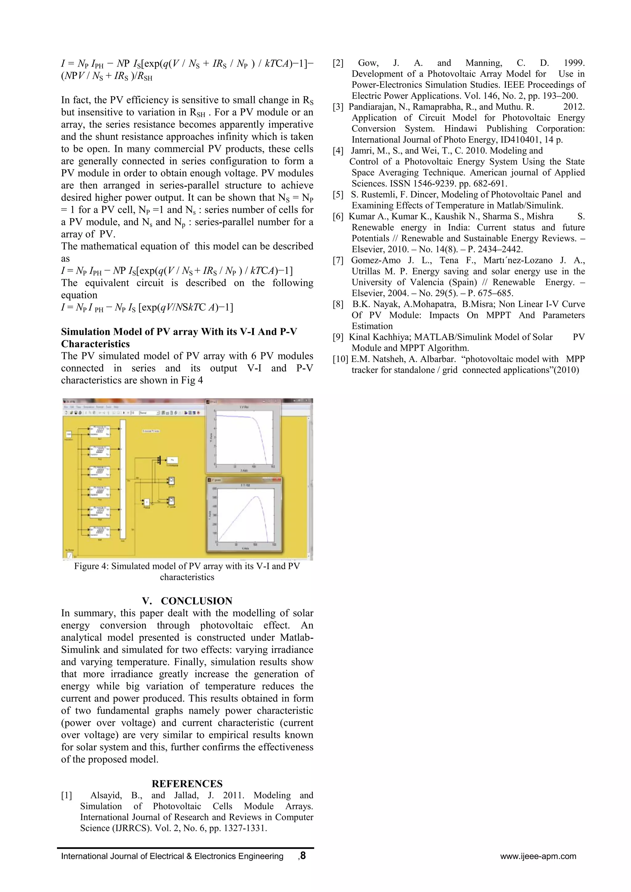 Simulation Model for PV Array & Its Characteristics | PDF