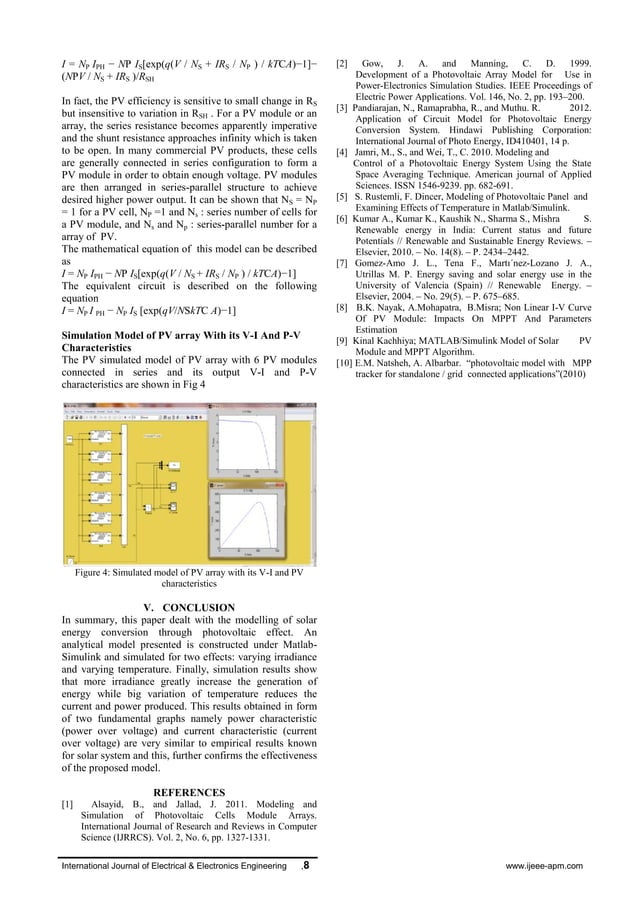 Simulation Model for PV Array & Its Characteristics | PDF