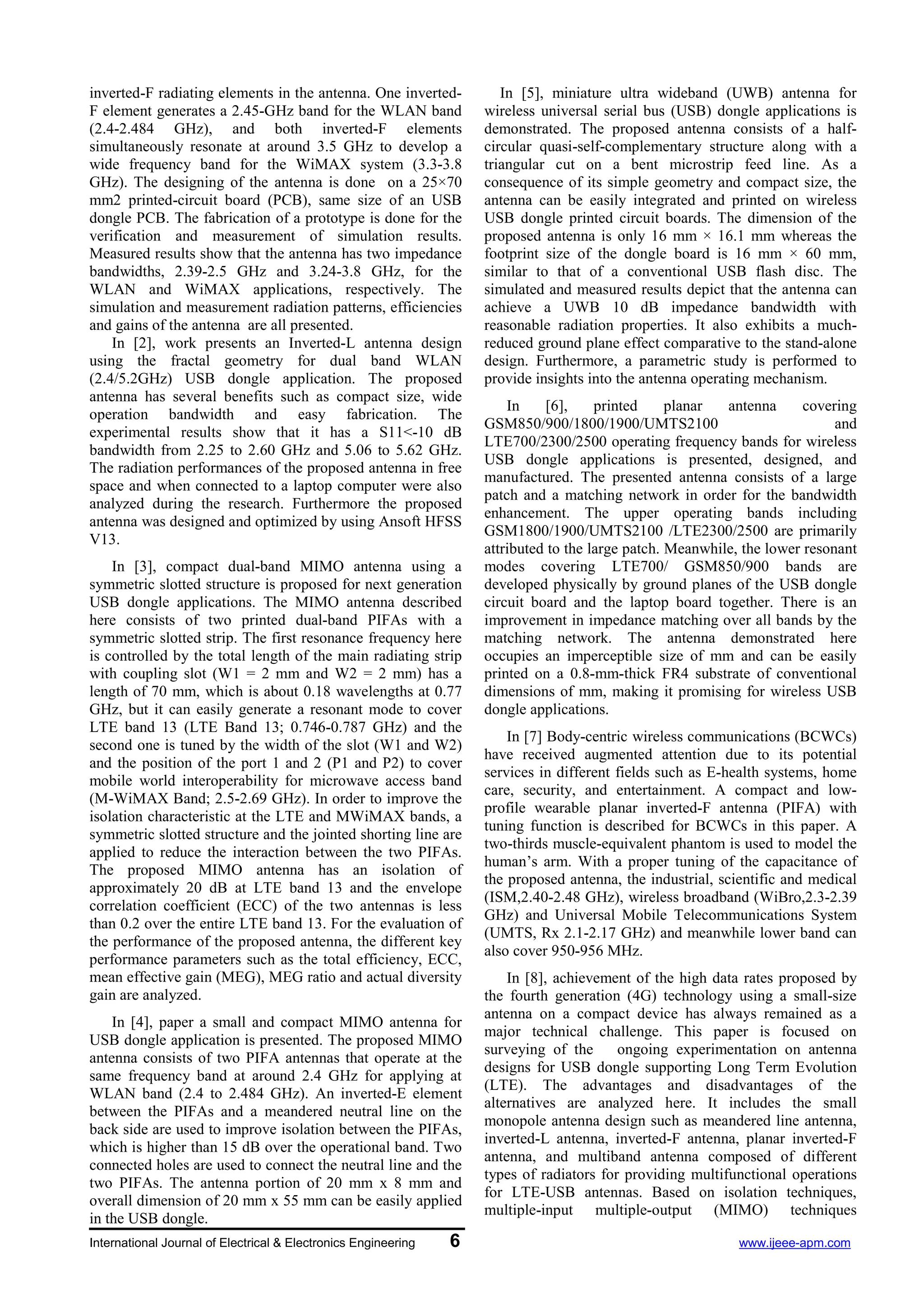 REVIEW OF ANTENNAS FOR USB DONGLE APPLICATIONS | PDF