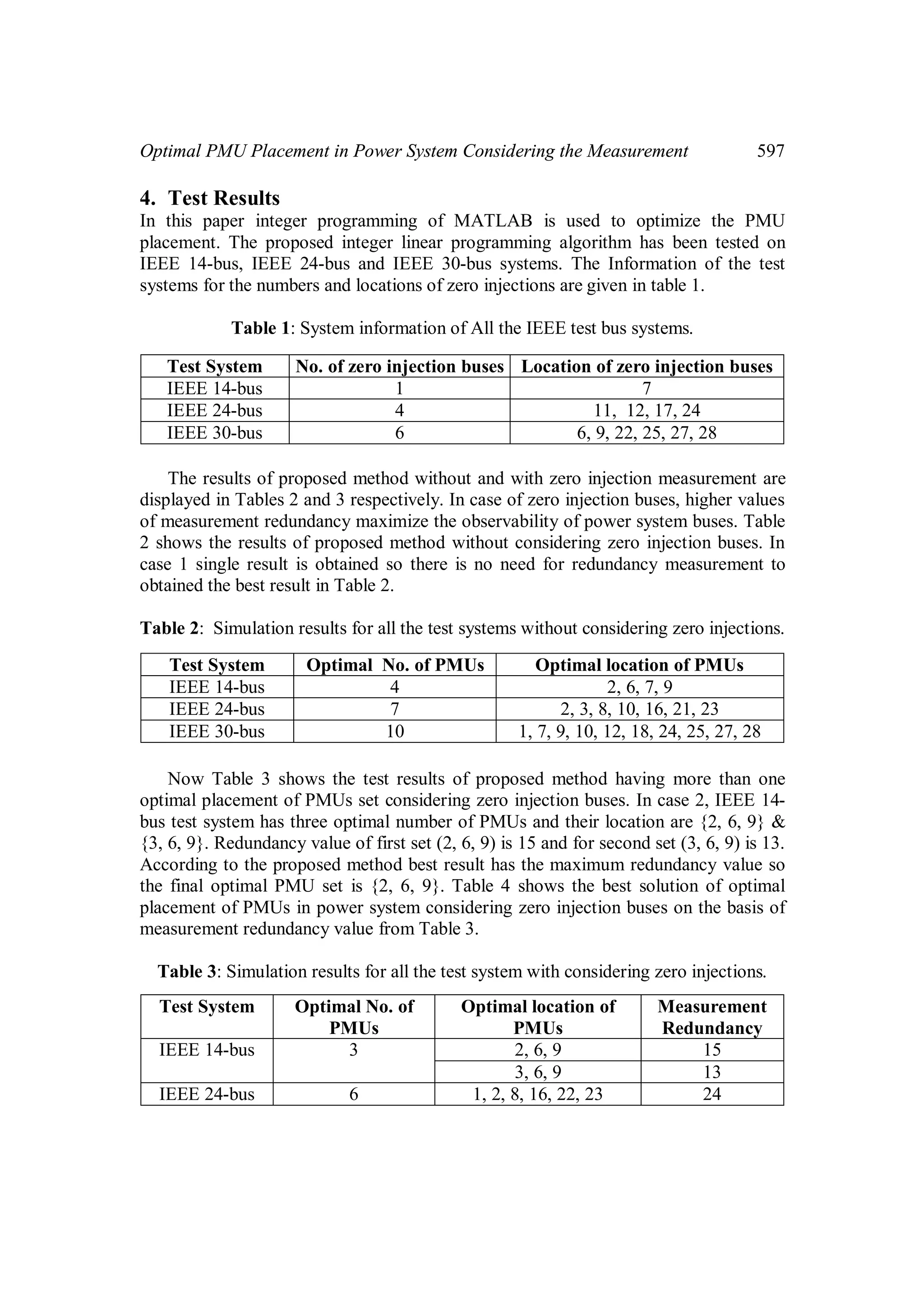 Optimal PMU Placement in Power System Considering the Measurement Redundancy | PDF