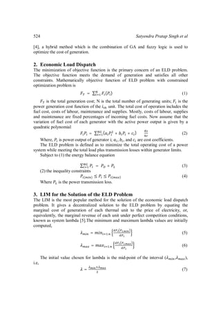 Genetic Algorithm for Solving the Economic Load Dispatch | PDF