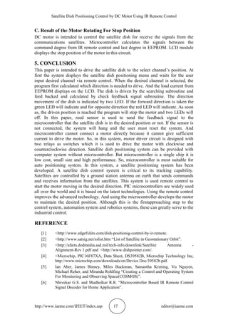 SATELLITE DISH POSITIONING CONTROL BY DC MOTOR USING IR REMOTE CONTROL ...