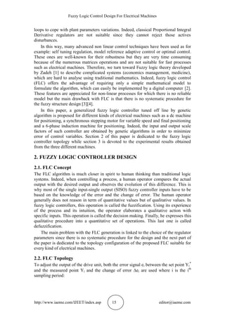 FUZZY LOGIC CONTROL DESIGN FOR ELECTRICAL MACHINES | PDF