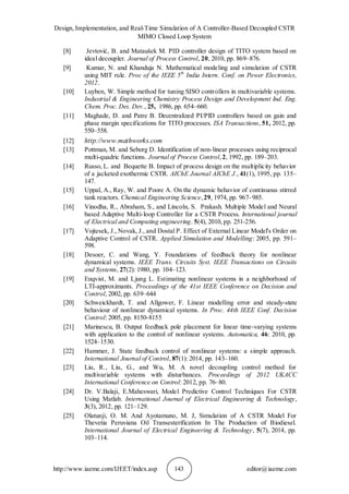DESIGN, IMPLEMENTATION, AND REAL-TIME SIMULATION OF A CONTROLLER-BASED DECOUPLED CSTR MIMO ...