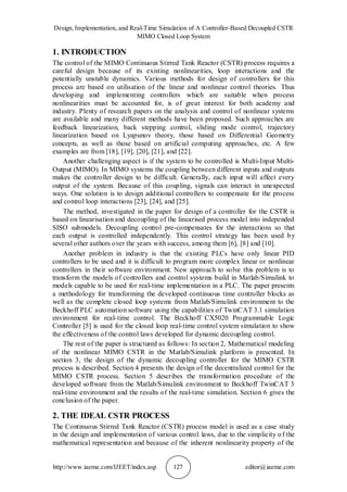DESIGN, IMPLEMENTATION, AND REAL-TIME SIMULATION OF A CONTROLLER-BASED DECOUPLED CSTR MIMO ...