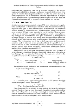 MODELING & SIMULATION OF VOLT/HZ SPEED CONTROL FOR INDUCTION MOTOR USING DSPACE PLATFORM | PDF