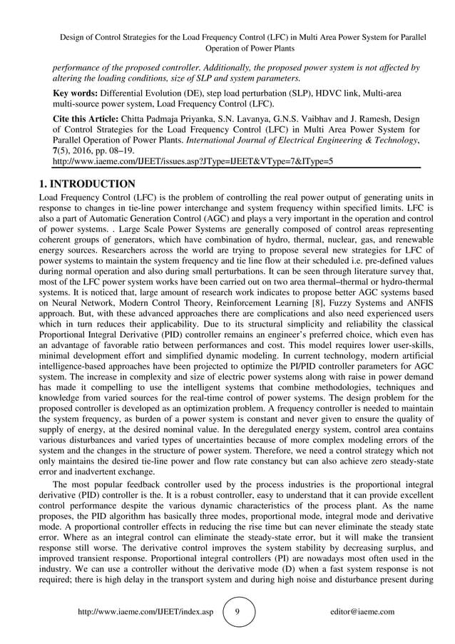 DESIGN OF CONTROL STRATEGIES FOR THE LOAD FREQUENCY CONTROL (LFC) IN ...