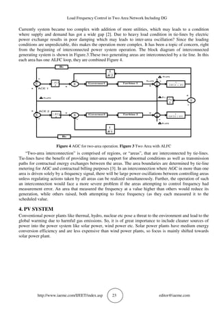 LOAD FREQUENCY CONTROL IN TWO AREA NETWORK INCLUDING DG | PDF