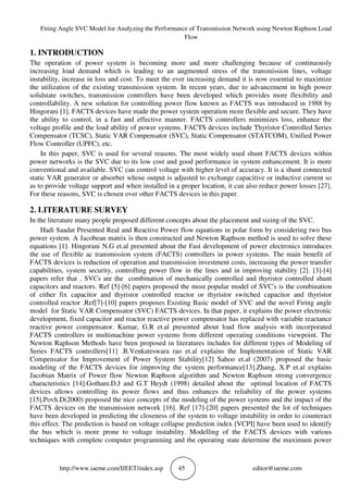 FIRING ANGLE SVC MODEL FOR ANALYZING THE PERFORMANCE OF TRANSMISSION NETWORK USING NEWTON ...