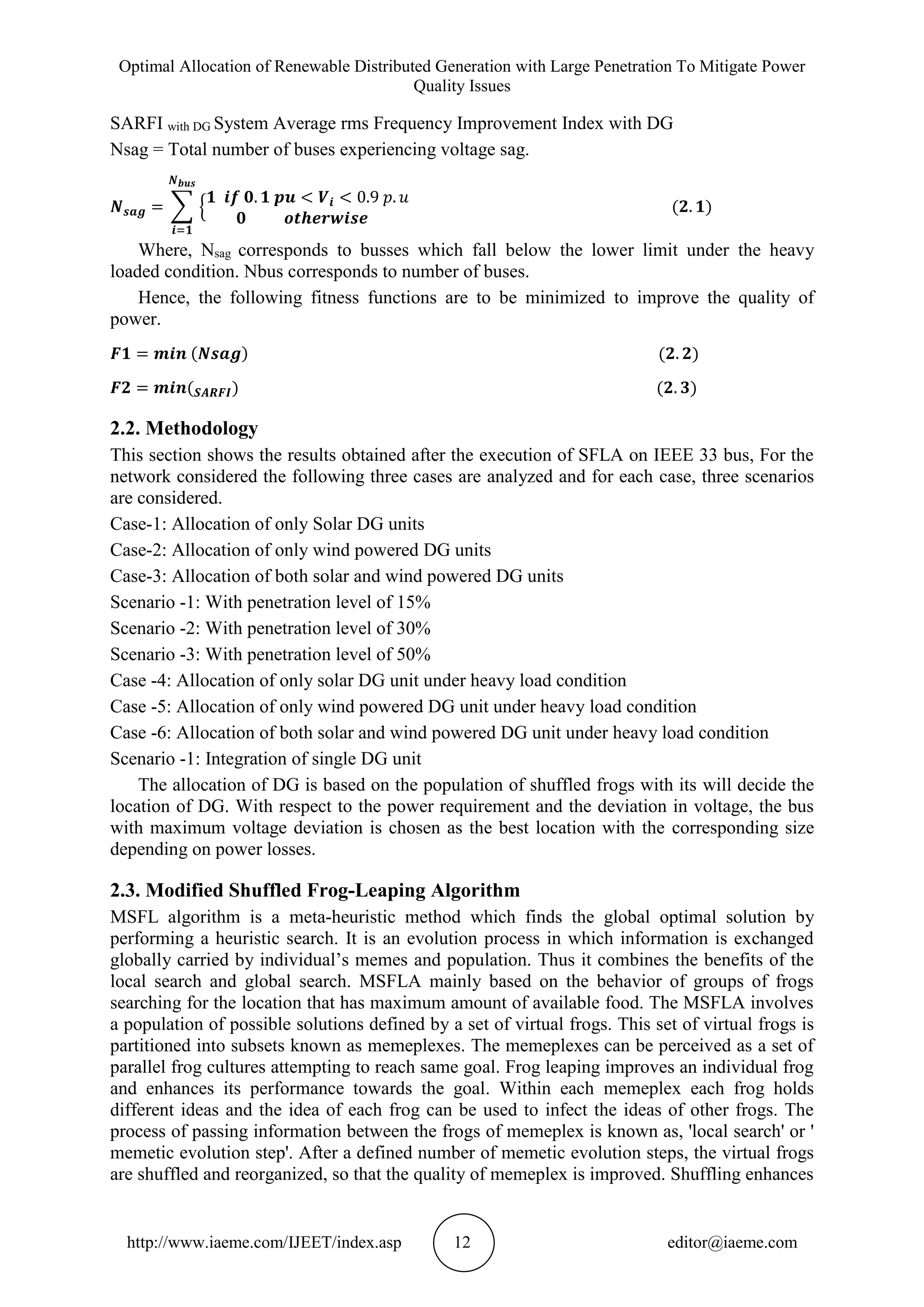 Optimal Allocation Of Renewable Distributed Generation With Large