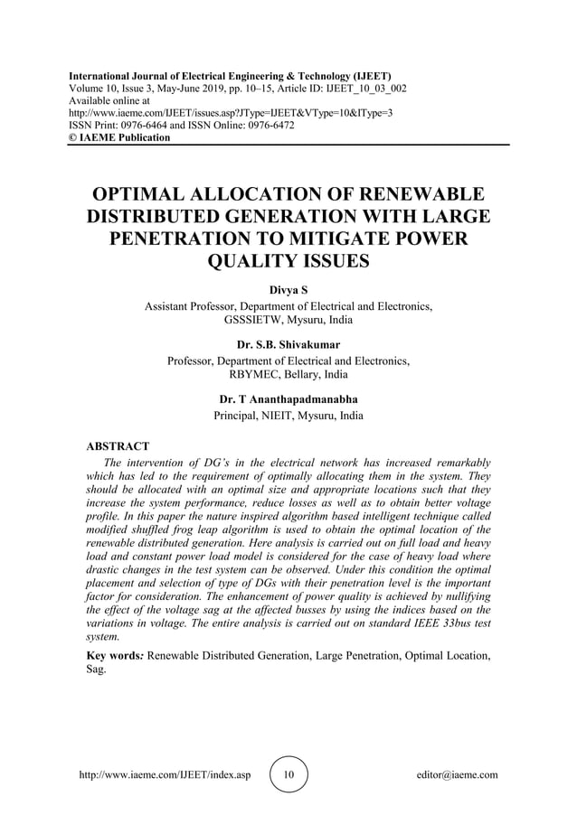 Optimal Allocation Of Renewable Distributed Generation With Large