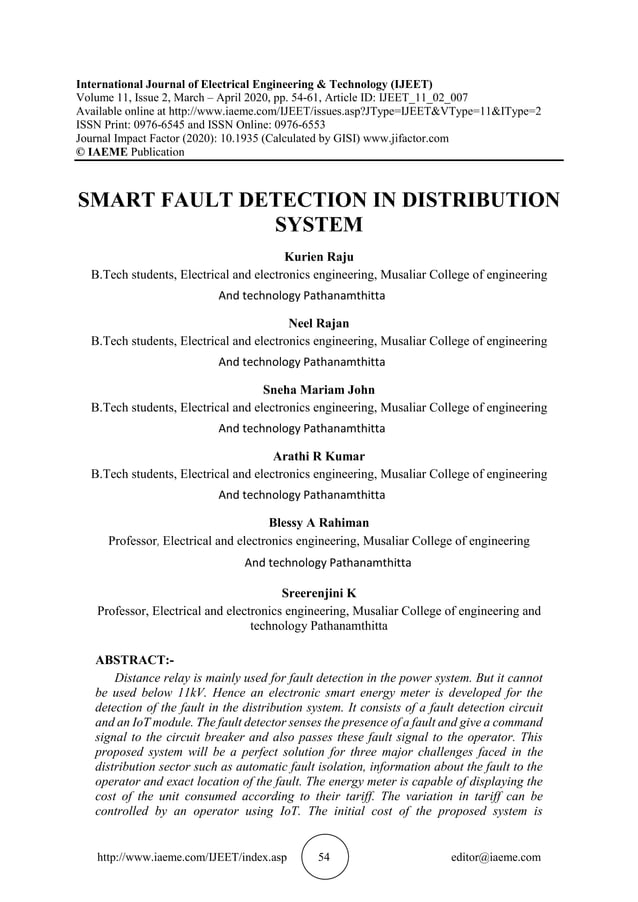 SMART FAULT DETECTION IN DISTRIBUTION SYSTEM | PDF