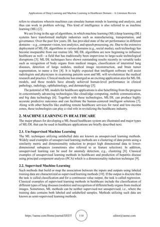 APPLICATIONS OF DEEP LEARNING AND MACHINE LEARNING IN HEALTHCARE DOMAIN ...