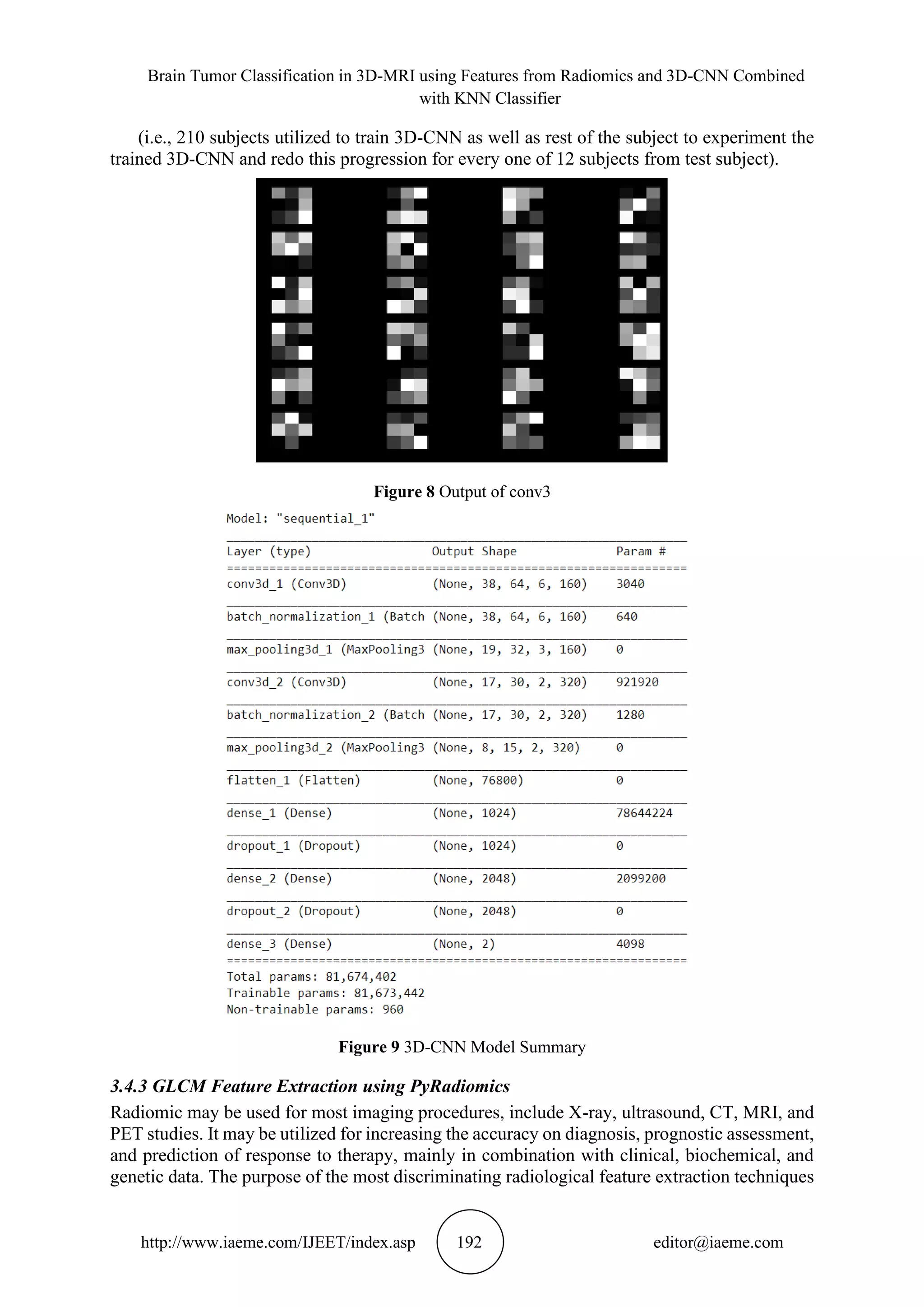 BRAIN TUMOR CLASSIFICATION IN 3D-MRI USING FEATURES FROM RADIOMICS AND 3D-CNN COMBINED WITH KNN ...