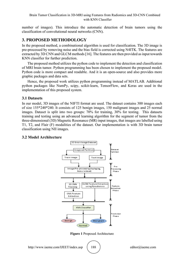 BRAIN TUMOR CLASSIFICATION IN 3D-MRI USING FEATURES FROM RADIOMICS AND 3D-CNN COMBINED WITH KNN ...