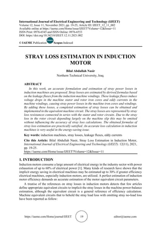 STRAY LOSS ESTIMATION IN INDUCTION MOTOR | PDF