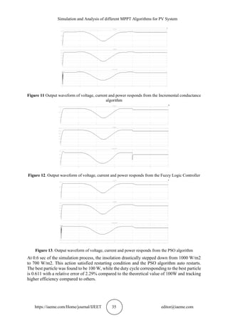 SIMULATION AND ANALYSIS OF DIFFERENT MPPT ALGORITHMS FOR PV SYSTEM | PDF