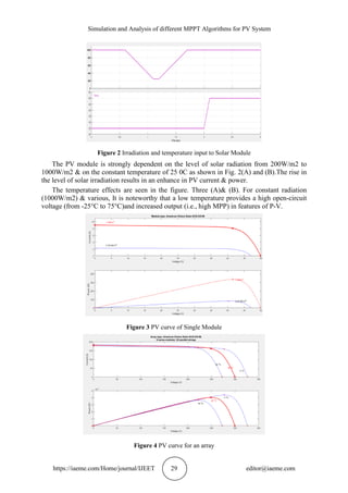 SIMULATION AND ANALYSIS OF DIFFERENT MPPT ALGORITHMS FOR PV SYSTEM | PDF