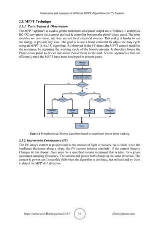 SIMULATION AND ANALYSIS OF DIFFERENT MPPT ALGORITHMS FOR PV SYSTEM | PDF