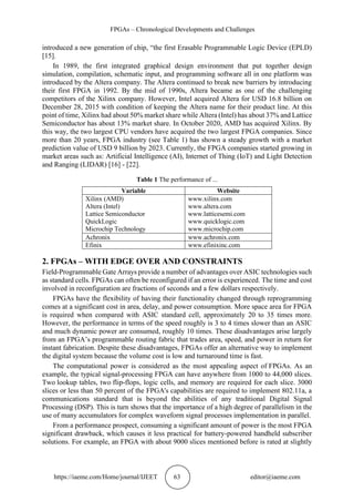 FPGAs – CHRONOLOGICAL DEVELOPMENTS AND CHALLENGES | PDF | Computing | Technology & Computing
