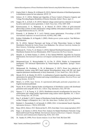 OPTIMAL RECONFIGURATION OF POWER DISTRIBUTION RADIAL NETWORK USING HYBRID META-HEURISTIC ...