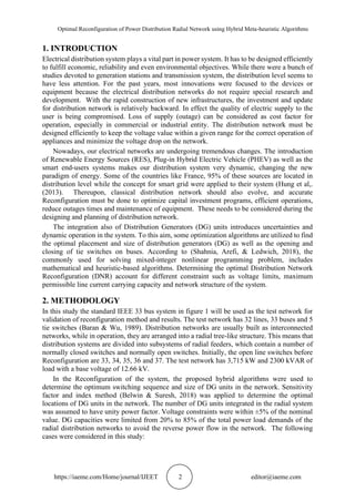 OPTIMAL RECONFIGURATION OF POWER DISTRIBUTION RADIAL NETWORK USING HYBRID META-HEURISTIC ...