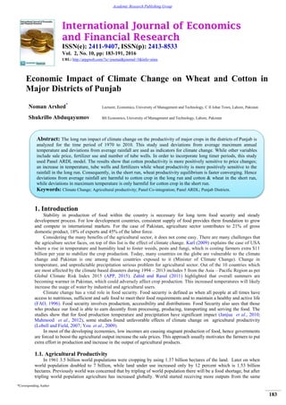 Economic Impact of Climate Change on Wheat and Cotton in Major Districts of Punjab | PDF