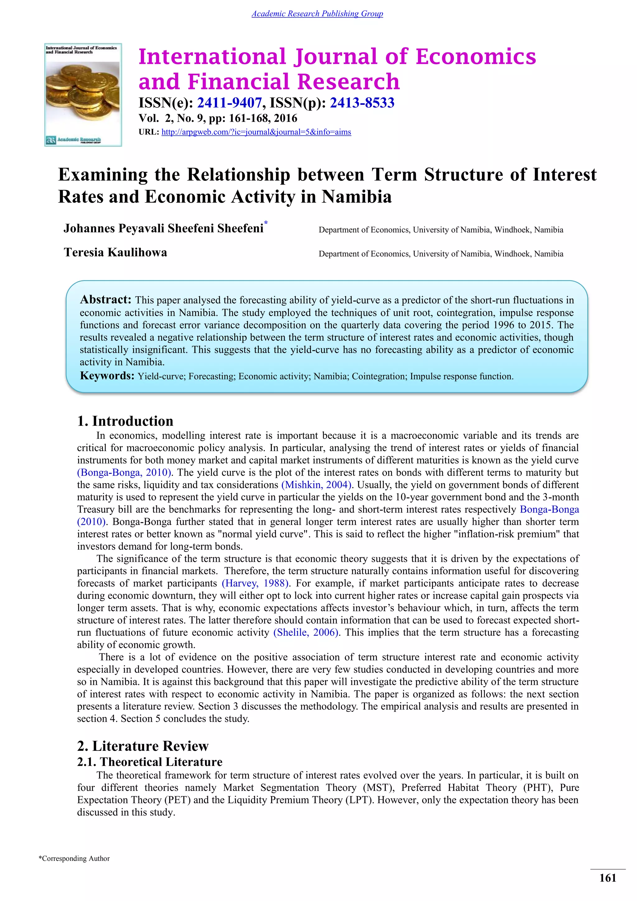 Examining the Relationship between Term Structure of Interest Rates and ...